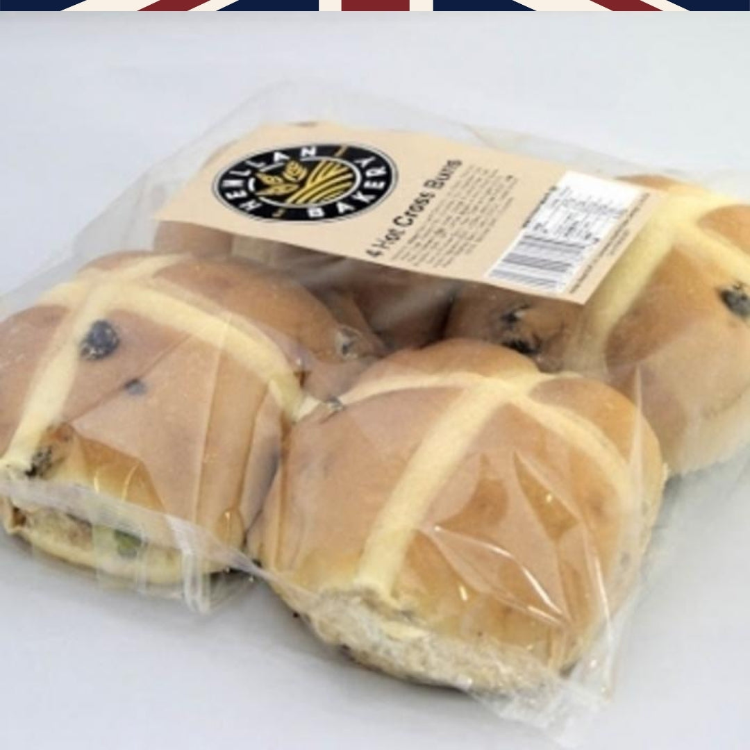 Hot Cross Buns - Henllan Bakery - pack of 4 - Parker's British Foods ...