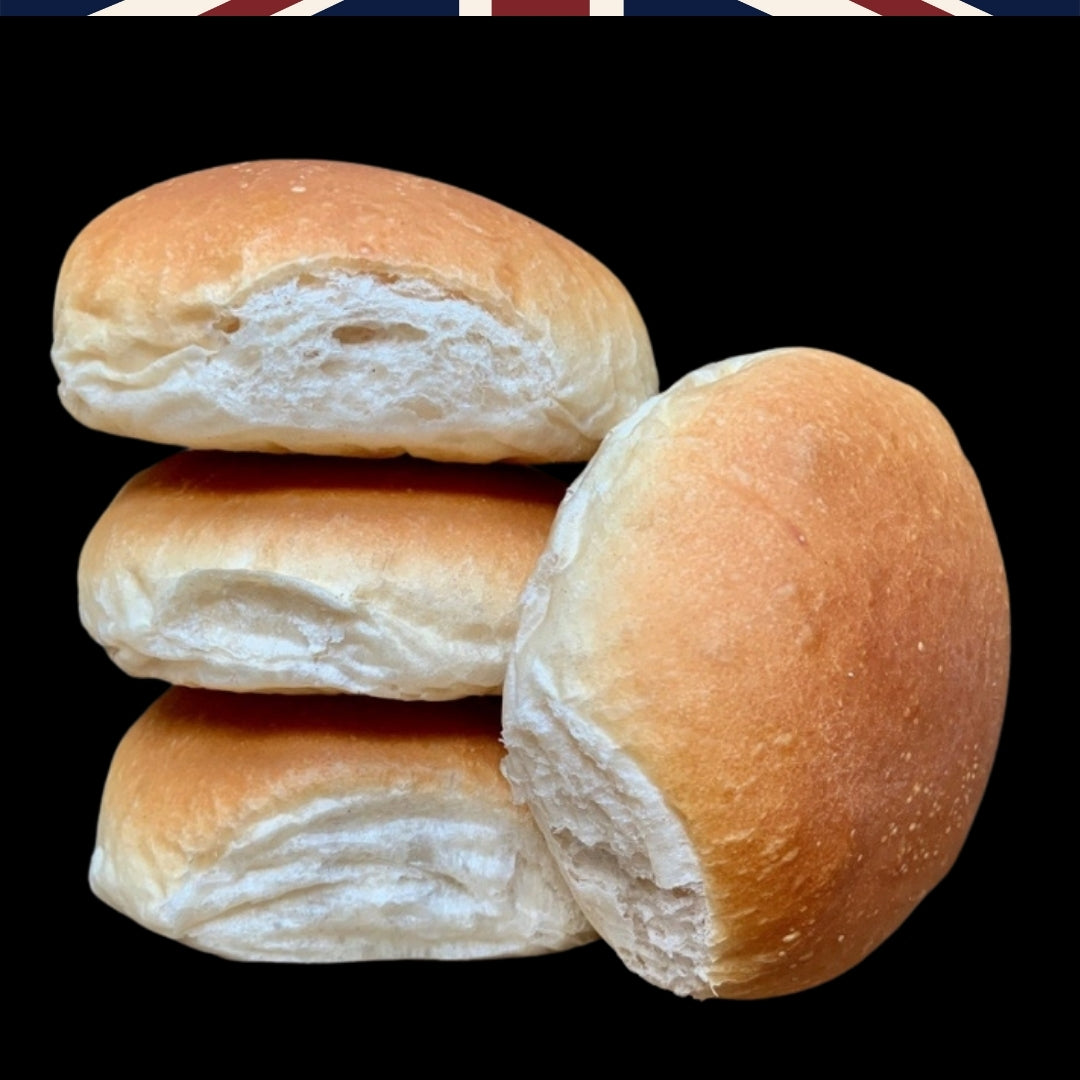 Large White Bread Rolls Pack of 4 - Parker's British Foods | Direct USA ...